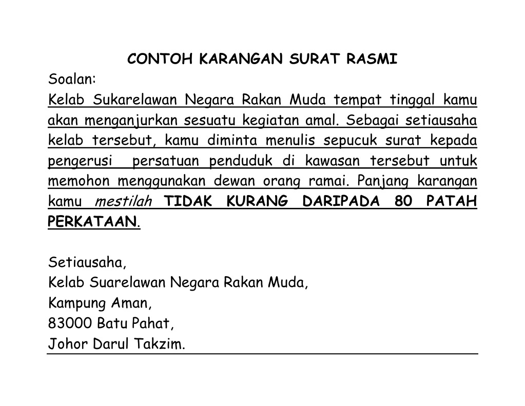Contoh Karangan Surat Rasmi | PDF