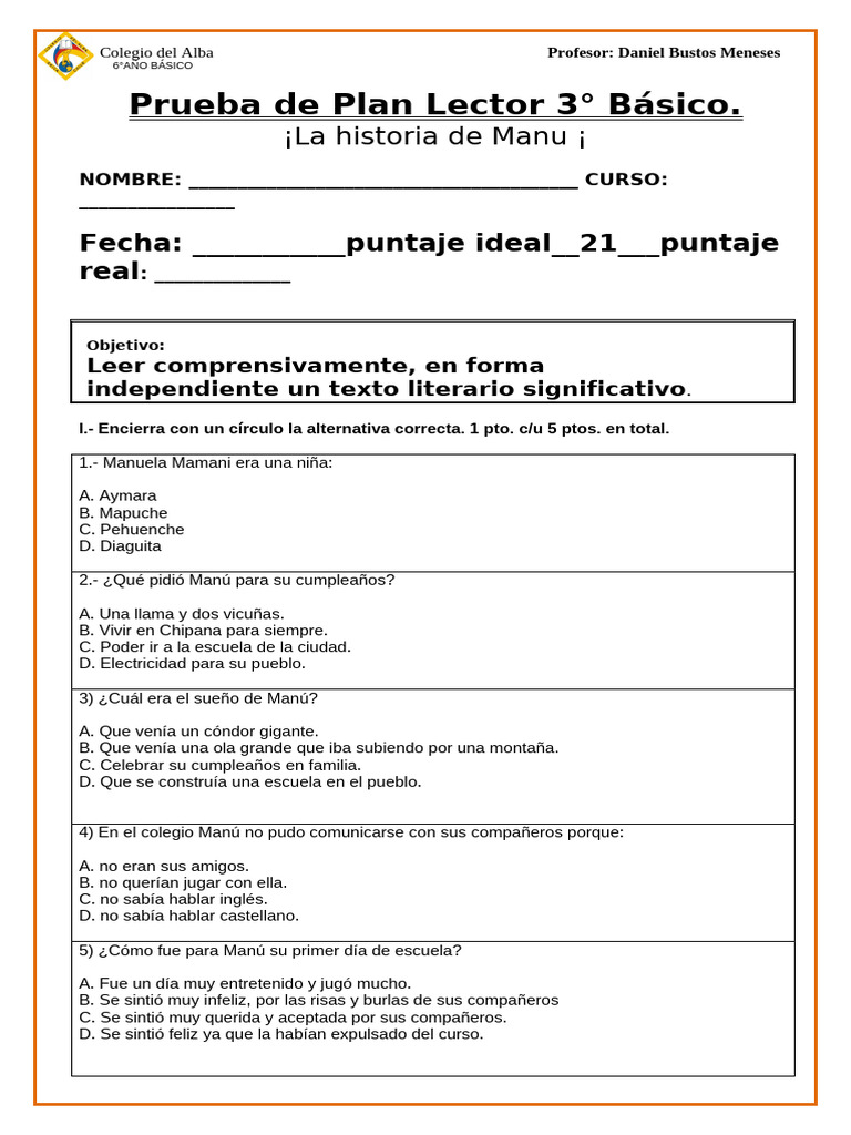 Plan Lector 6 Manu | PDF
