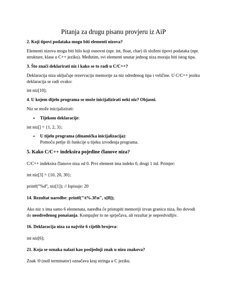 Pitanja Za Drugu Pisanu Provjeru Iz AiP | PDF