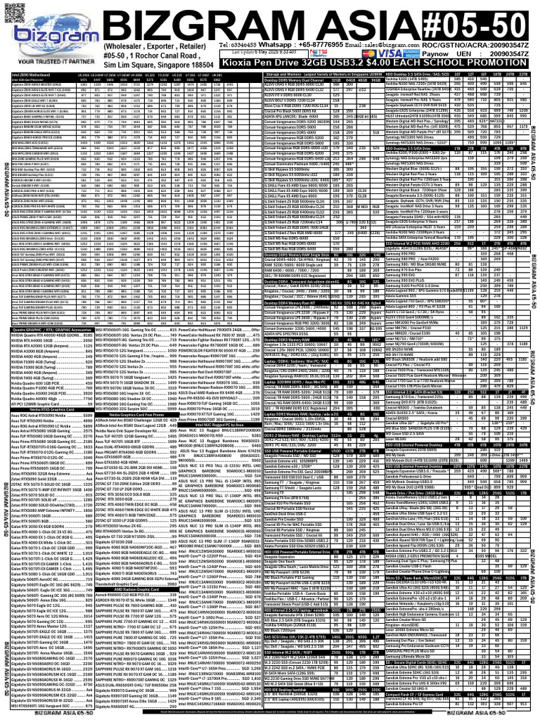 009 Bizgram Asia 6 May 2025 Pricelist | PDF | Computer Hardware | Computer Data Storage