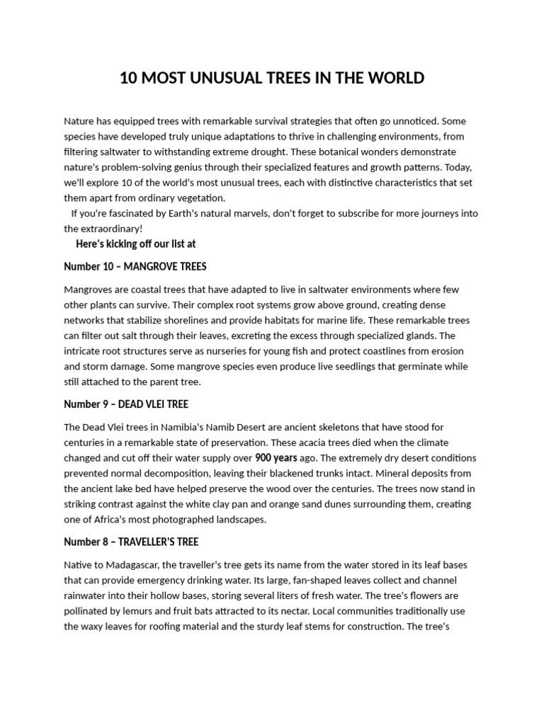 10 Most Unusual Trees in The World | PDF | Trees | Mangrove