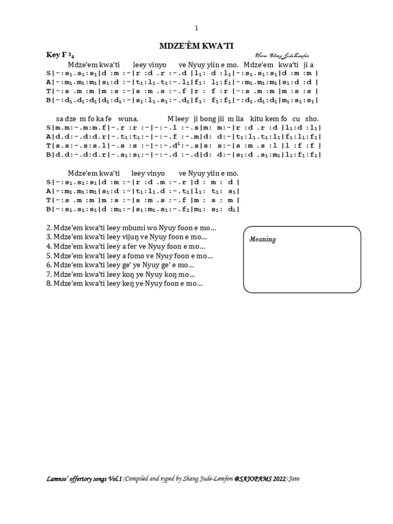 Lamnso Offertory Songs Collection | PDF