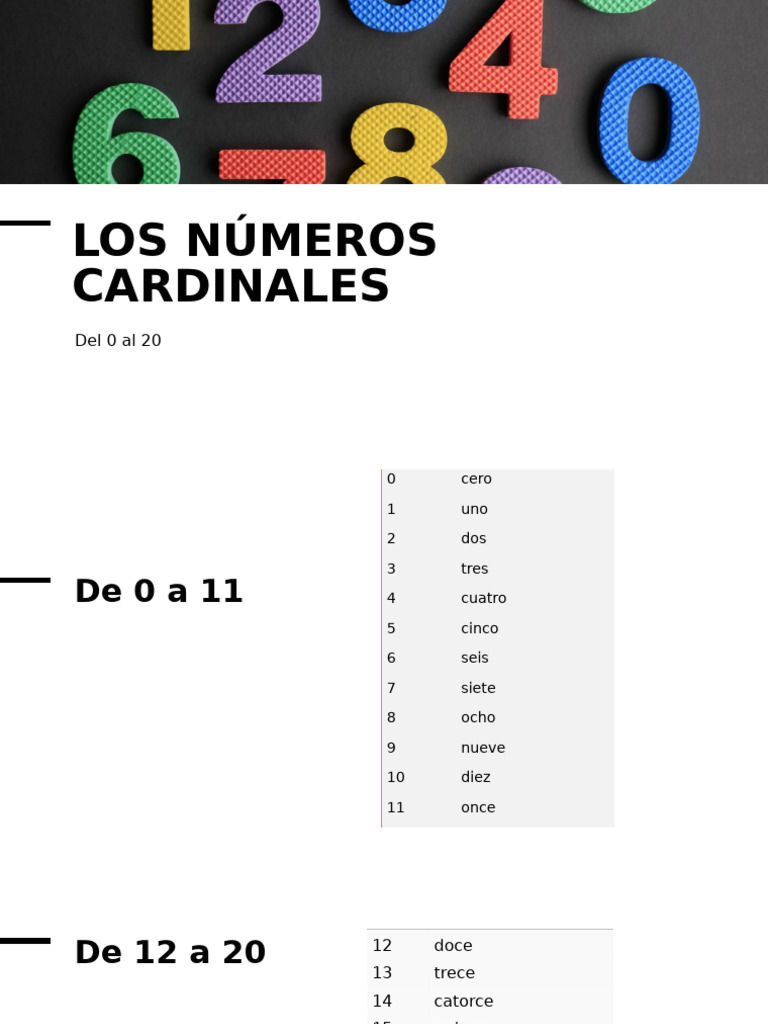 Los Números Cardinales | PDF