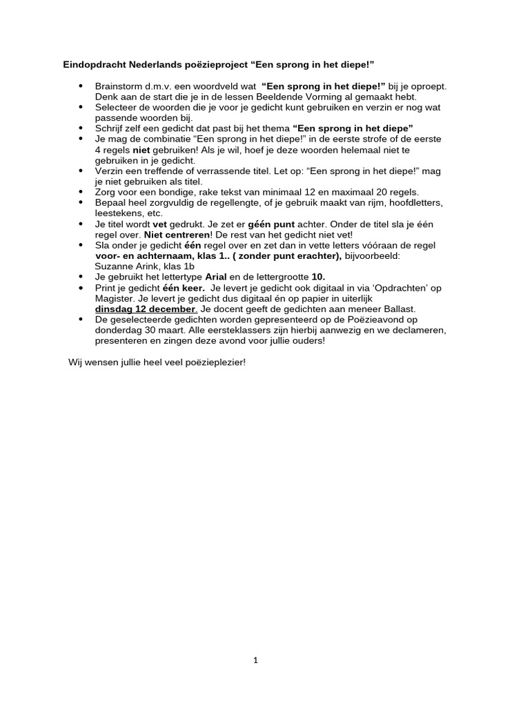 Eindopdracht Poëzie 2023-2024 | PDF