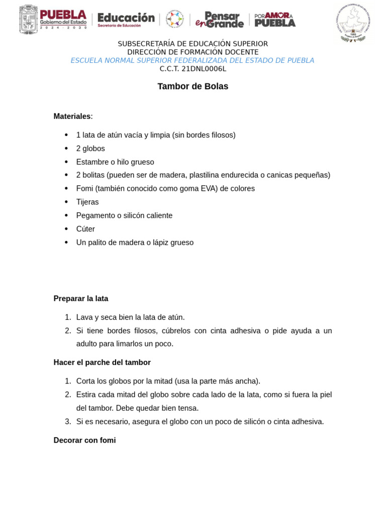 Cómo Hacer un Tambor de Bolas | PDF | Ritmo | Tambor