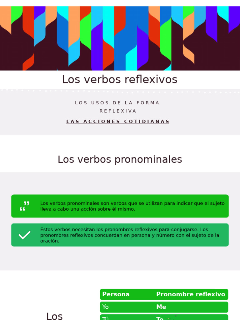 Verbos Reflexivos. Acciones Cotidianas | PDF | Verbo | Pronombre