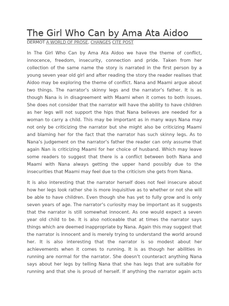 The Girl Who Can by Ama Ata Aidoo | PDF