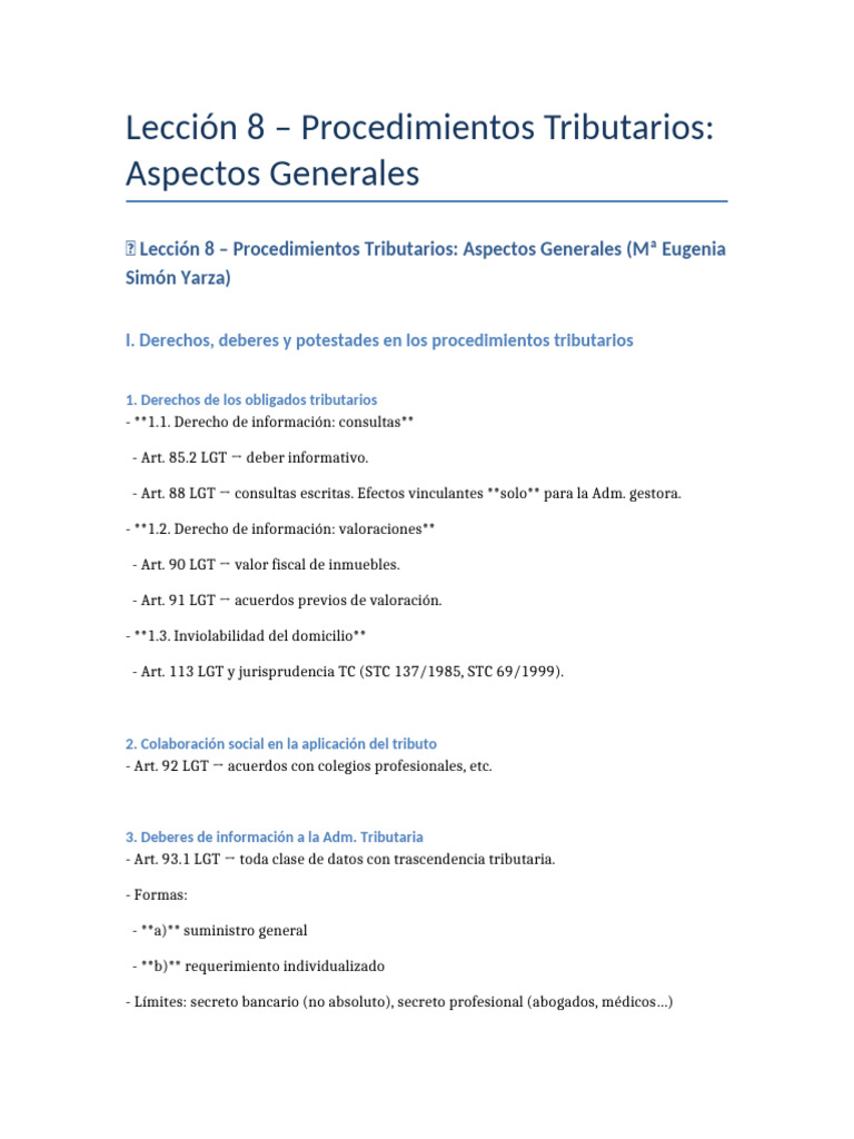 Leccion 8 Procedimientos Tributarios | PDF | Justicia | Crimen y violencia