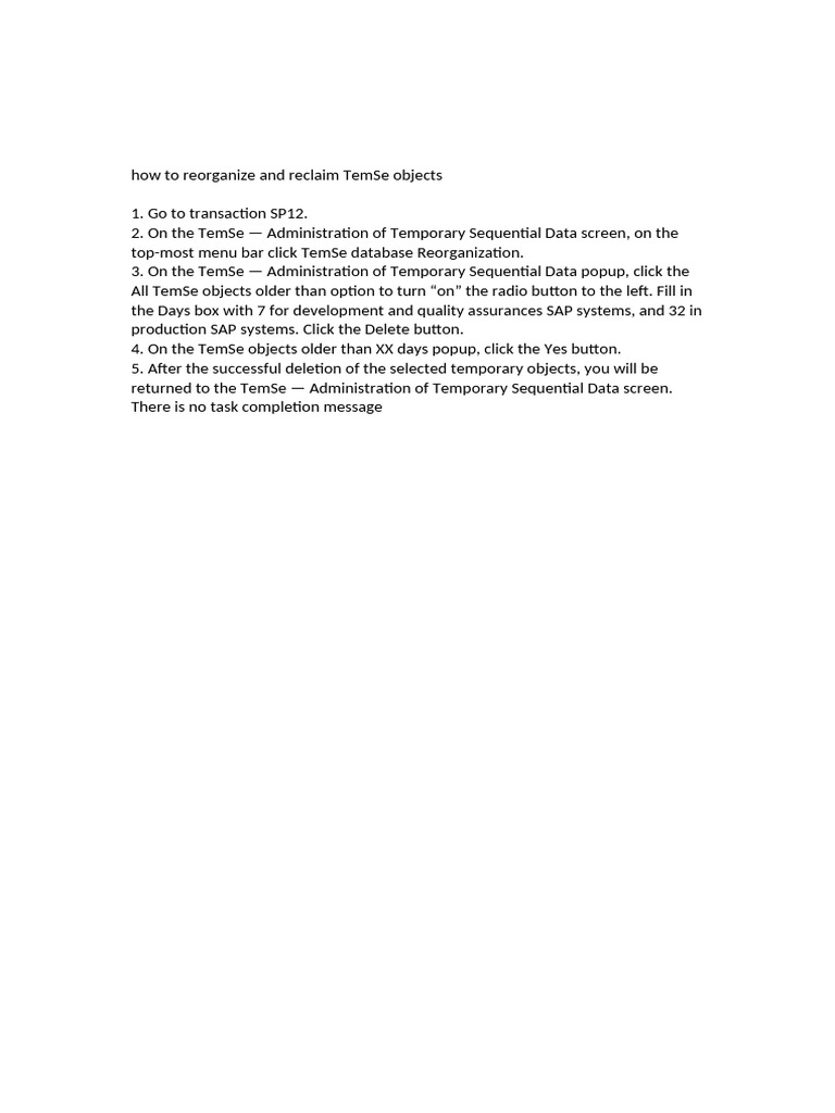 How To Reorganize and Reclaim TemSe Objects | PDF
