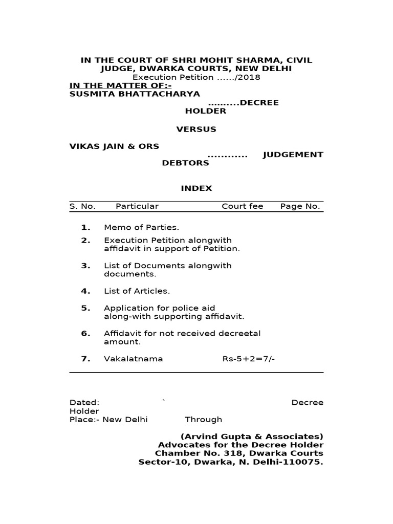Final EXECUTION Susmita Bhattacharya | PDF | Judgment (Law) | Affidavit