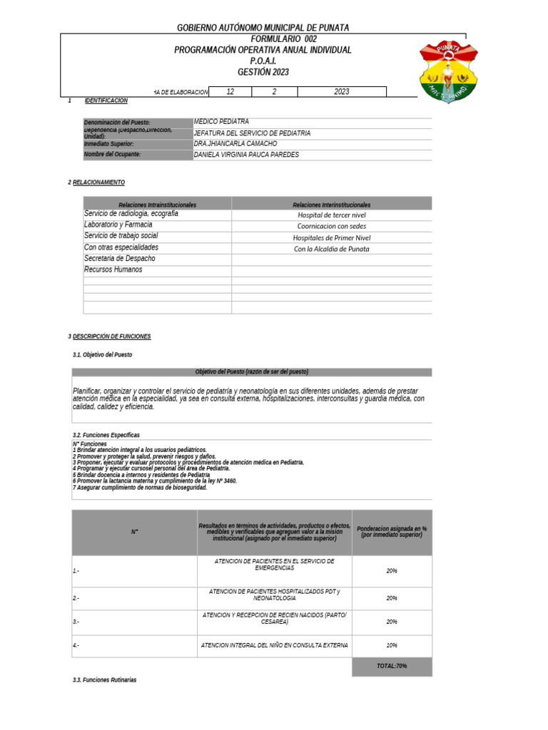 POAI 2023.xlsxpunata | PDF | Hospital | Medicina