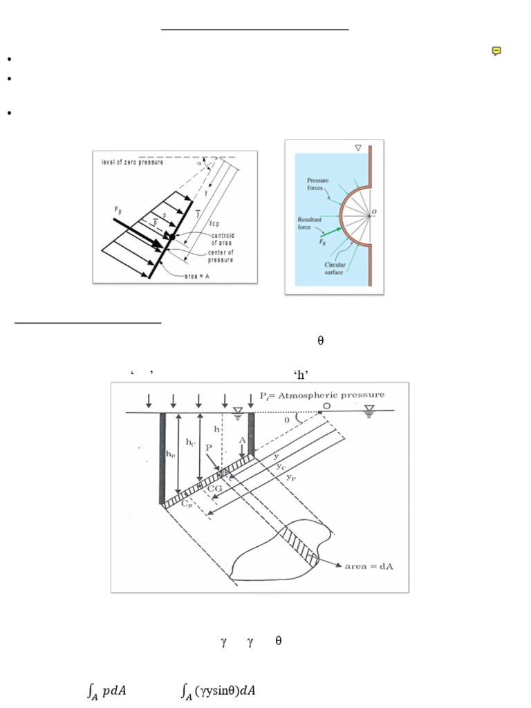 Unit I C - (Hydrostatic Forces On Surfaces) | PDF | Force | Pressure