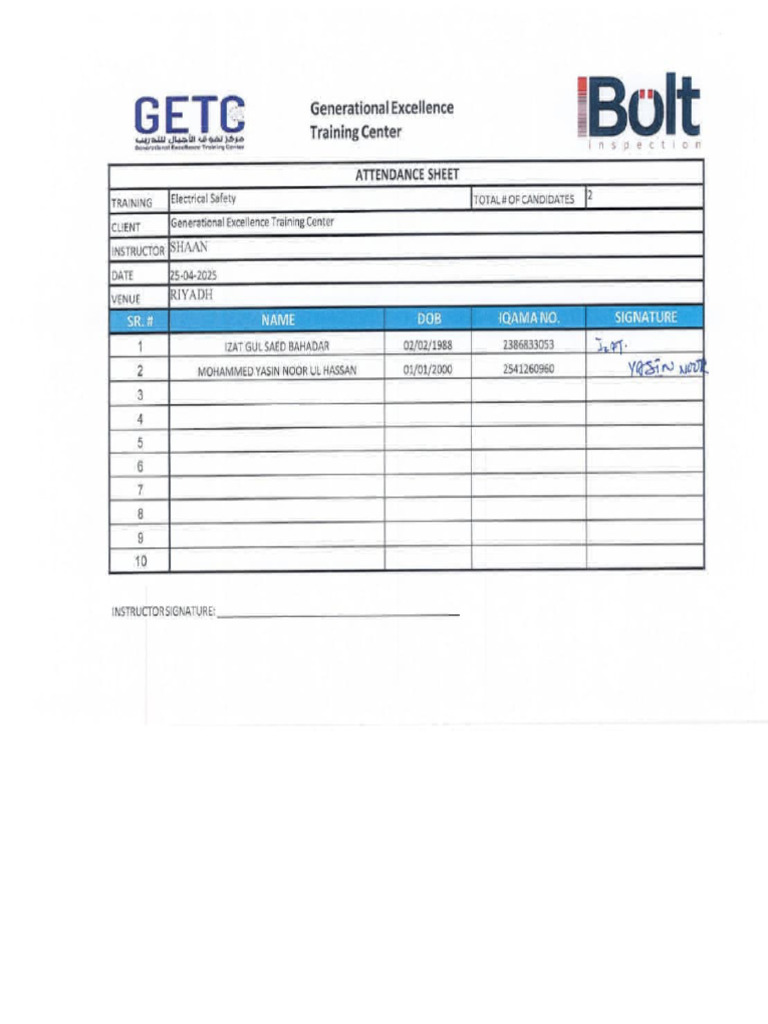 GETC Attendance CW-Subcontractor | PDF