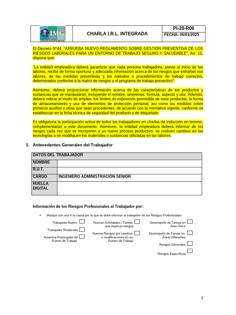 PI-20 R06 Charla IRL Ingeniero Administración Senior | PDF | ruido | Protector solar