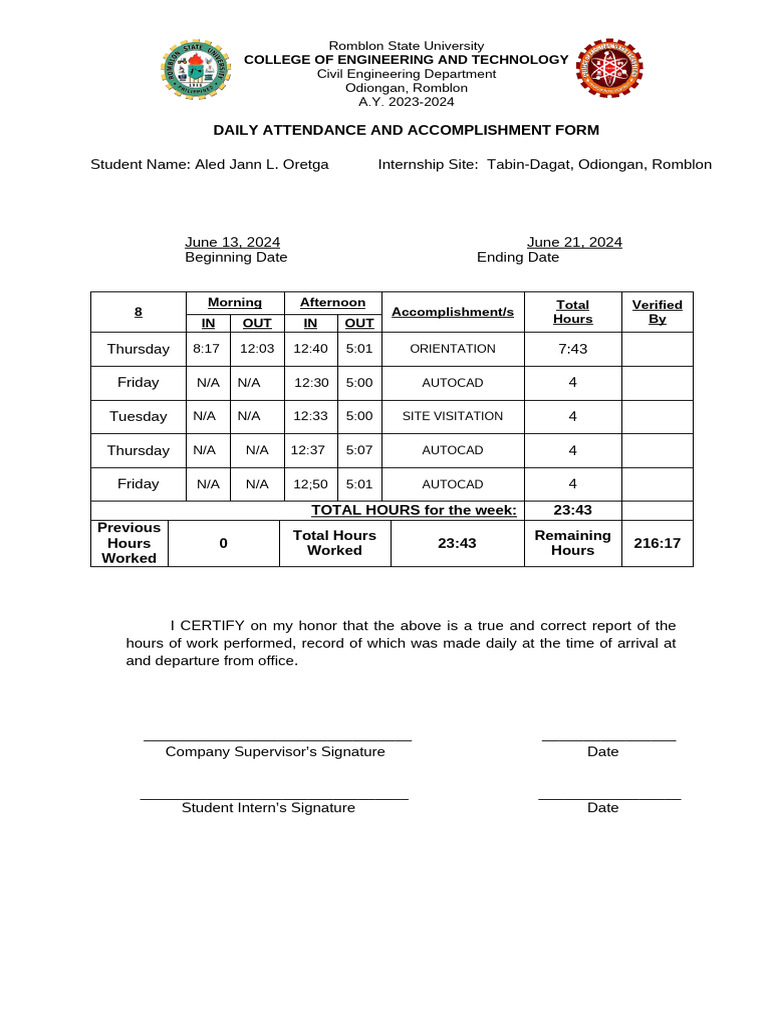 Aled Daily Attendance and Accomplishment Form July 4 29 | PDF