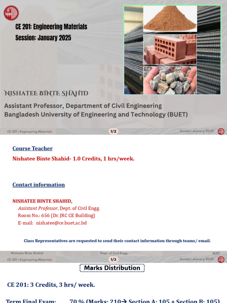 CE 201: Engineering Materials Overview | PDF | Mortar (Masonry) | Concrete