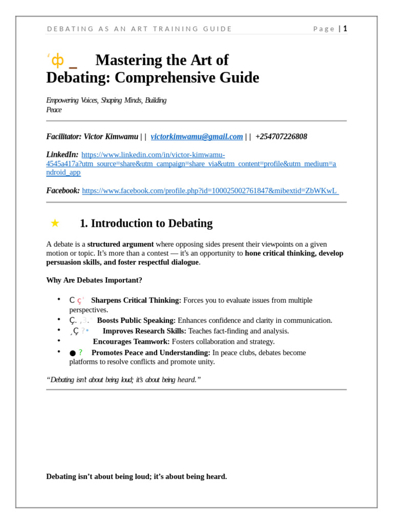 The Art of Debates Training | PDF | Critical Thinking | Argument