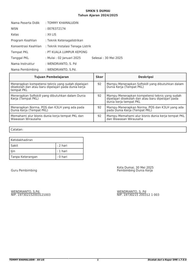 Tommy Khamaludin PT Kuala Lumpur Kepong 30 05 2025 | PDF