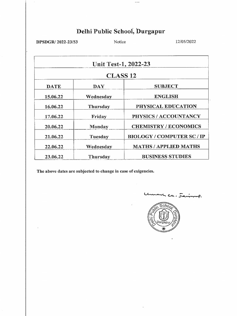 Notice Class 12 2022 | PDF