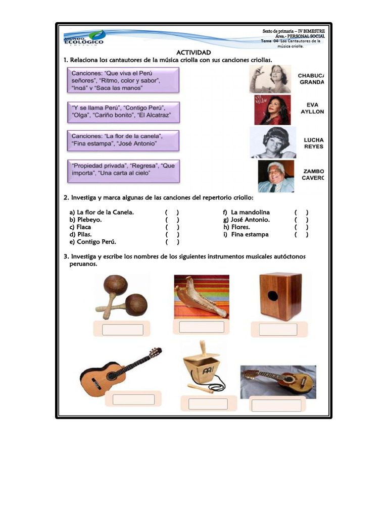 PS Tema 04- Los Cantautores de la música criolla. | PDF