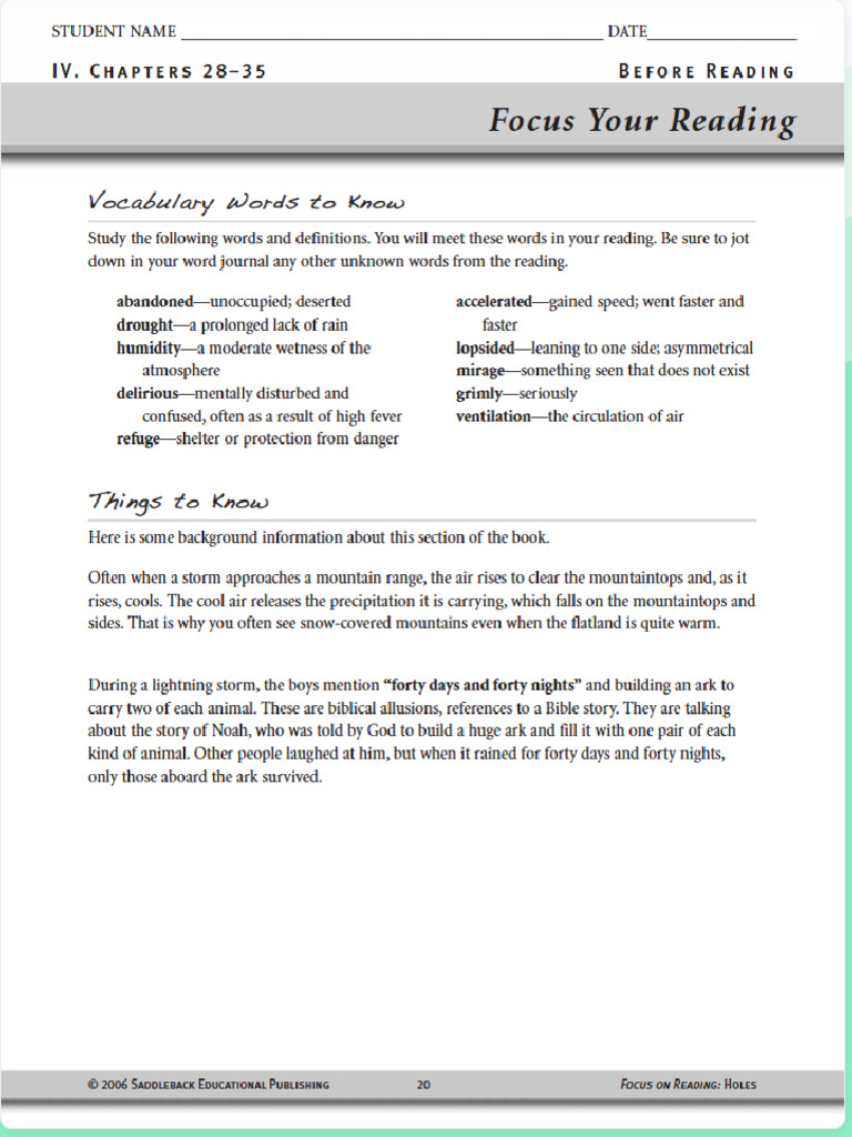 Holes Chapters 28-35 | PDF