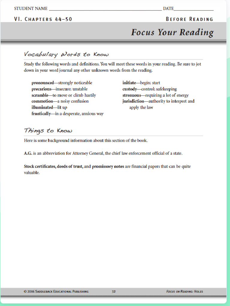 Holes Chapters 44-50 | PDF