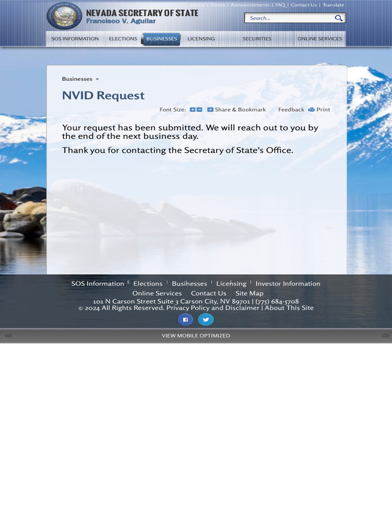 NVID Request Nevada Secretary of State | PDF