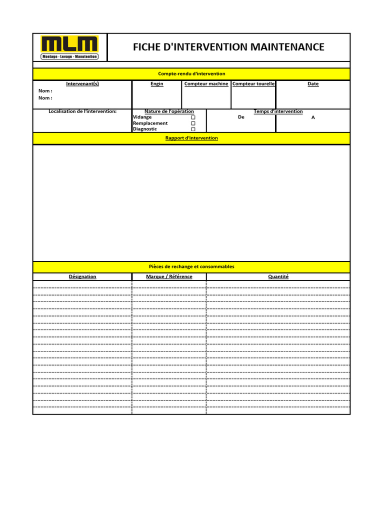 Fiche d'intervention | PDF