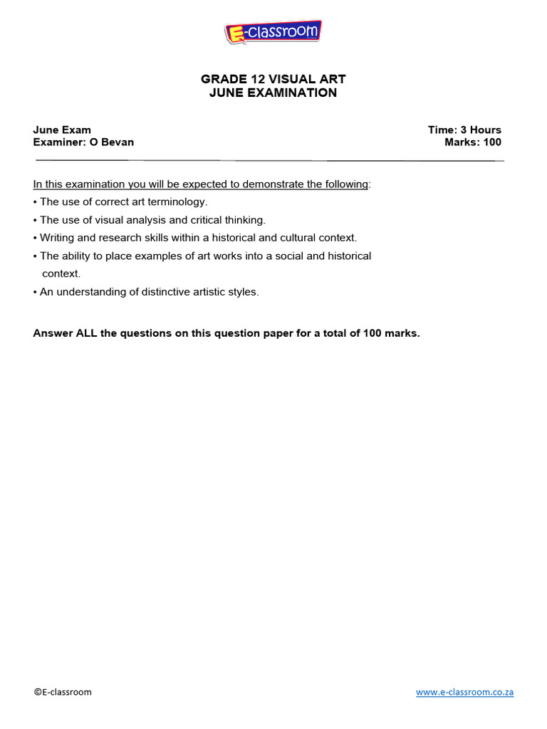 gr12 Visual Arts Term2 Pack01 Practice Paper | PDF | Essays | Human ...