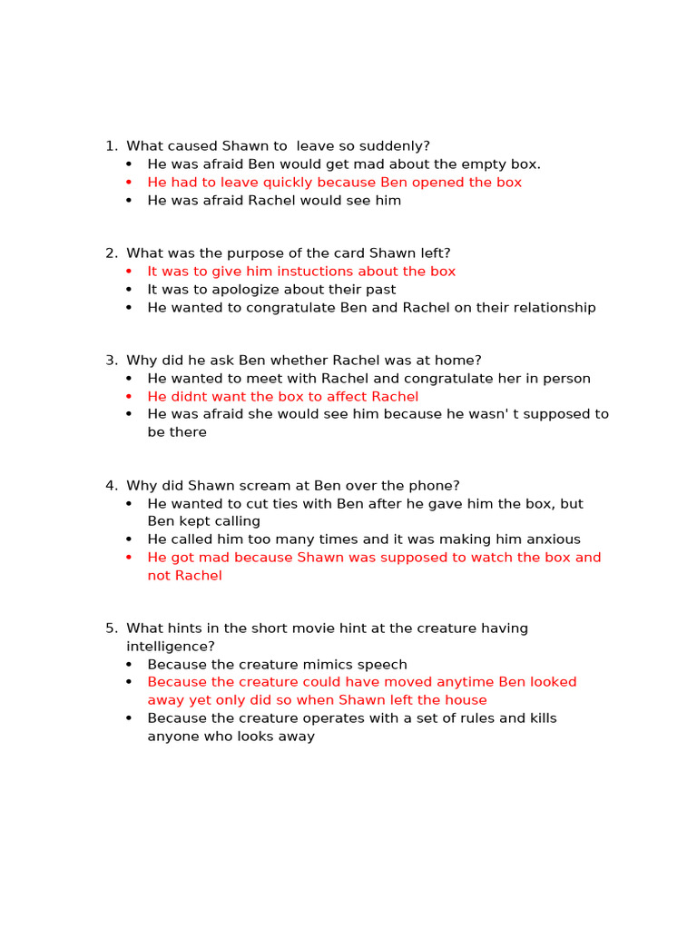 The Box Questions | PDF