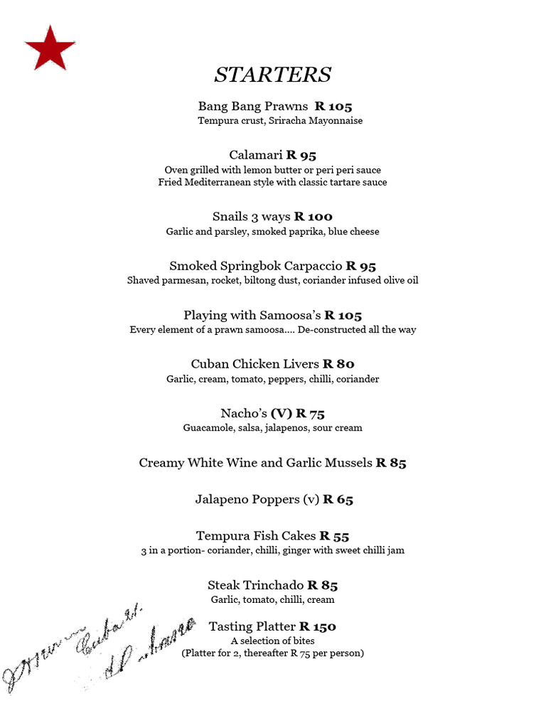 Havana Grill A La Carte Menu Updated DECEMBER | PDF | Salad | Sauce