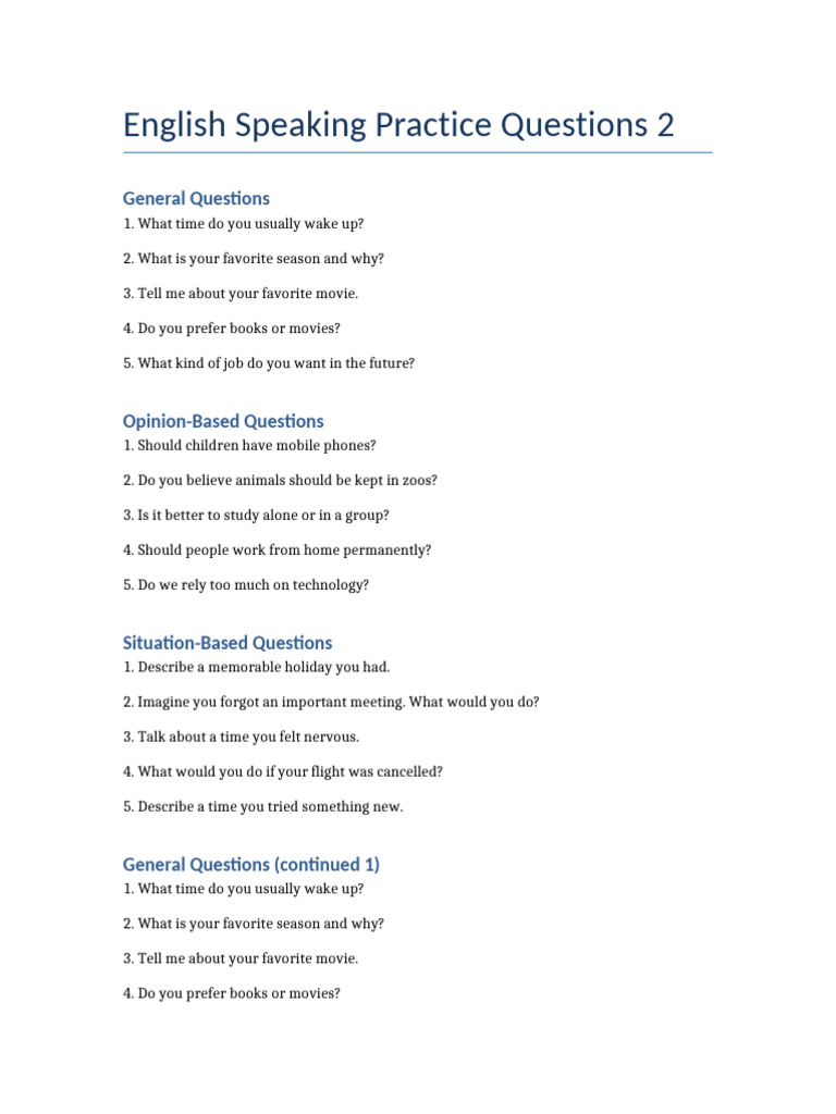 English_Speaking_Practice_2 | PDF