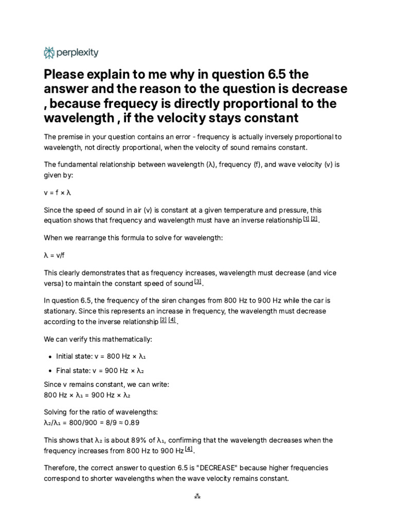 Frequency and Wavelength Inverse Relation | PDF | Wavelength | Frequency