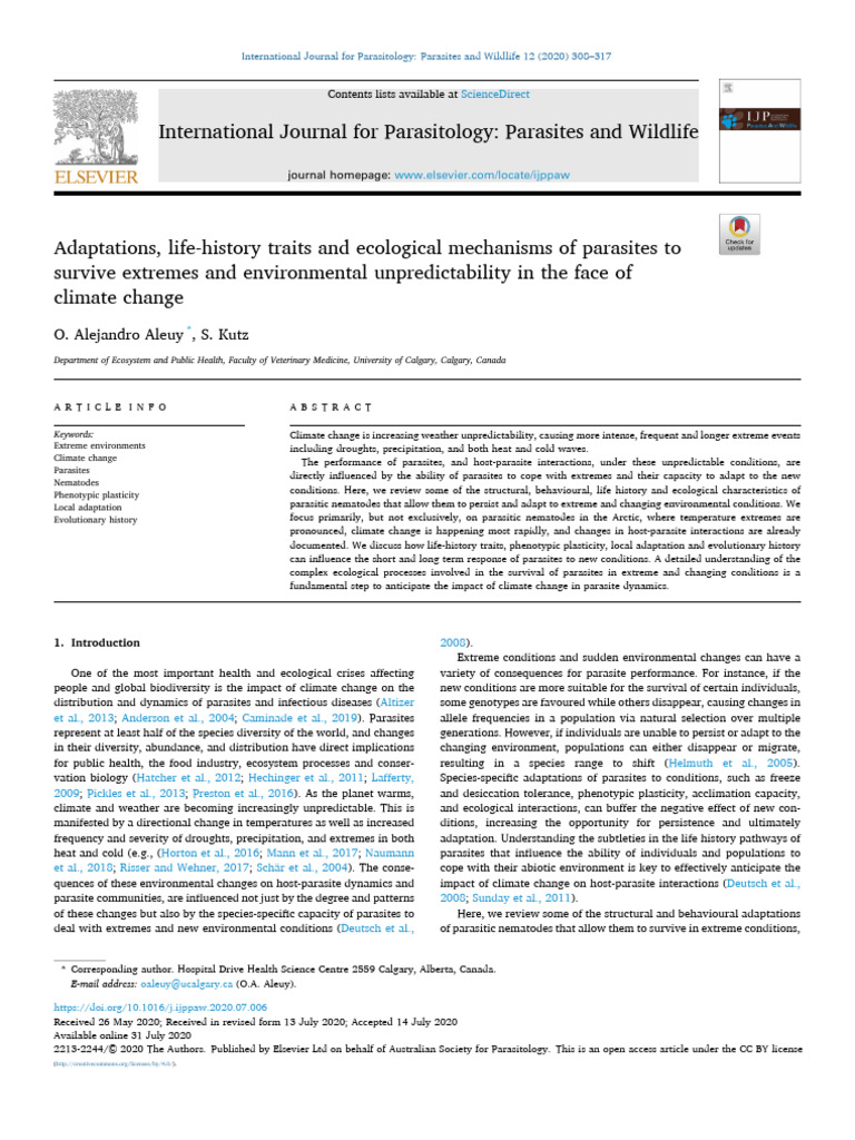 TD Ecoevolution Adaptations Life History Traits and Ecological Mec ...