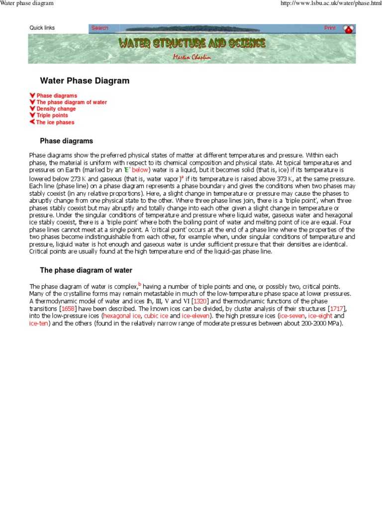 Water Phase Diagram Overview | PDF | Phase (Matter) | Phase Diagram