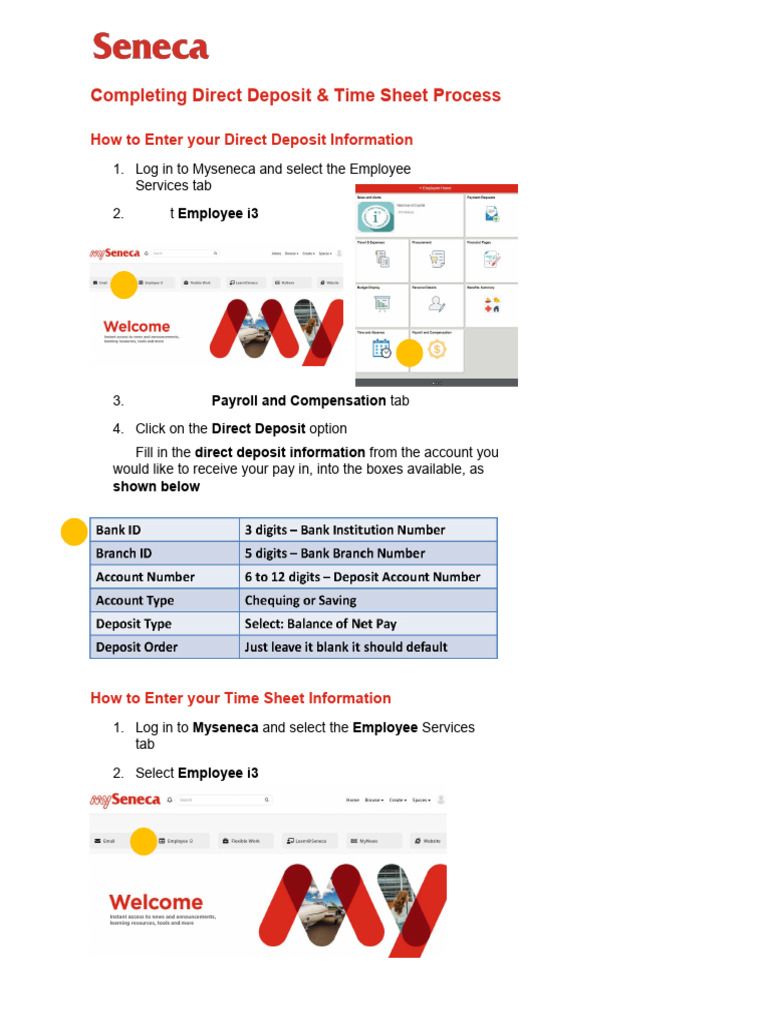 Completing Direct Deposit and Time Sheet Process | PDF