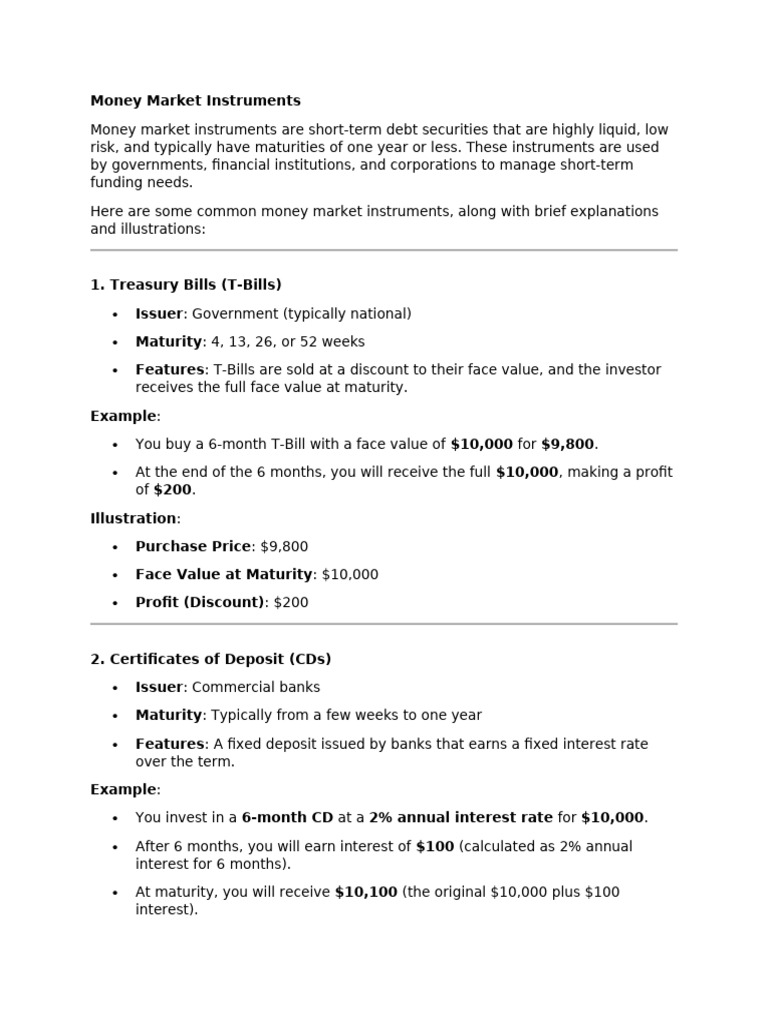 Money Market Instruments | PDF | Repurchase Agreement | Money Market