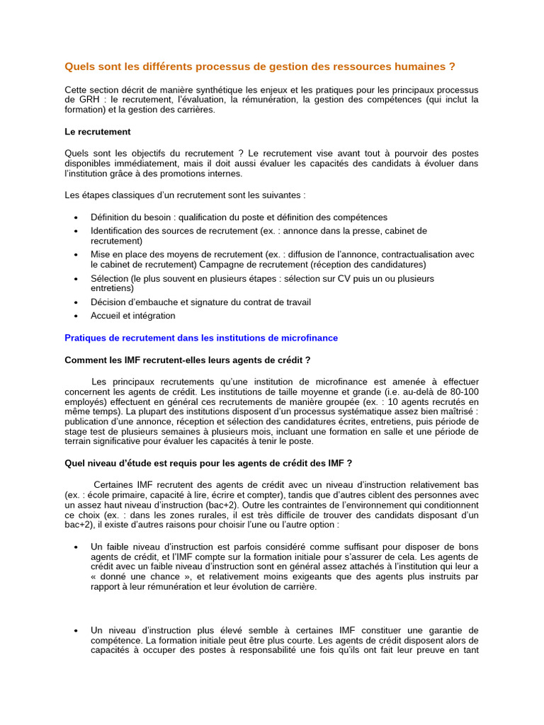 Processus de gestion des ressources humaines | PDF | Recrutement | La ...