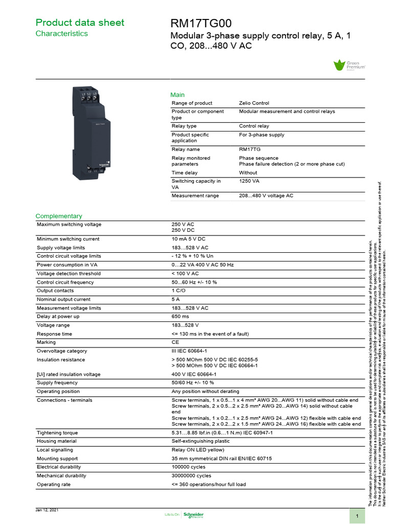 Zelio Control RM17TG00 Document | PDF | Relay | Alternating Current