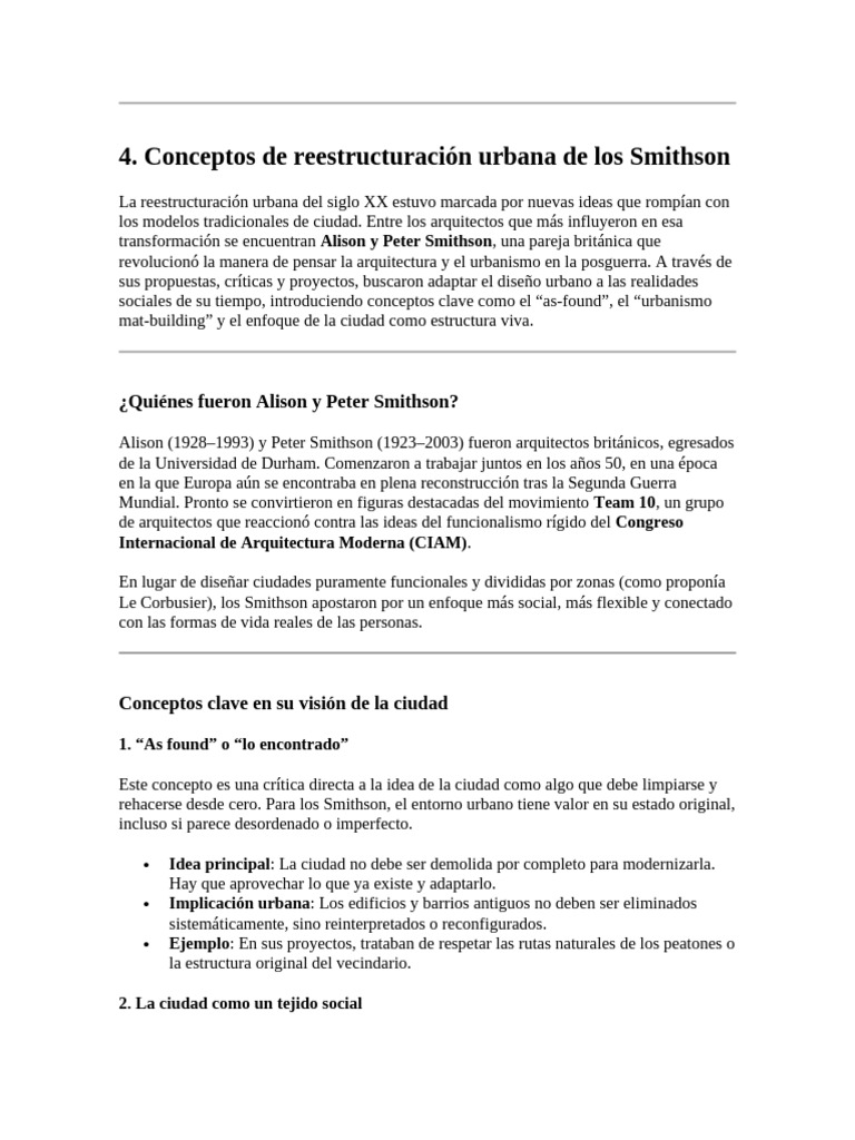 Conceptos de Reestructuración Urbana de Los Smithson: ¿Quiénes Fueron ...
