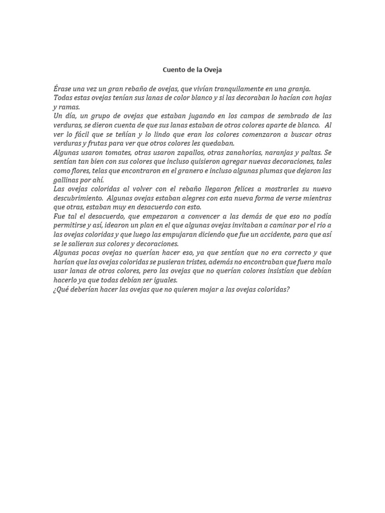 Cuento De La Oveja Pdf