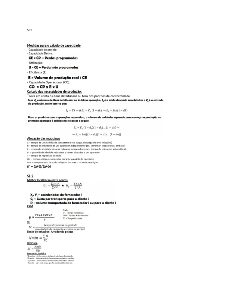 P1 - Resumo - Formulas | PDF