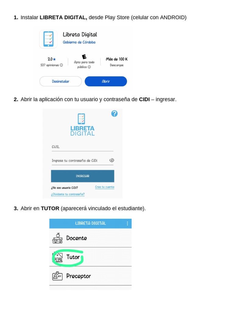 Cómo usar la Libreta Digital 2025 | PDF