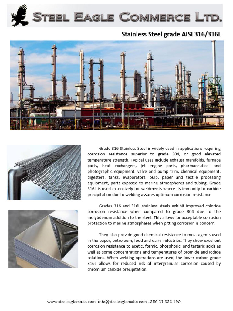 Stainless Steel Grade AISI 316 | PDF | Stainless Steel | Steel