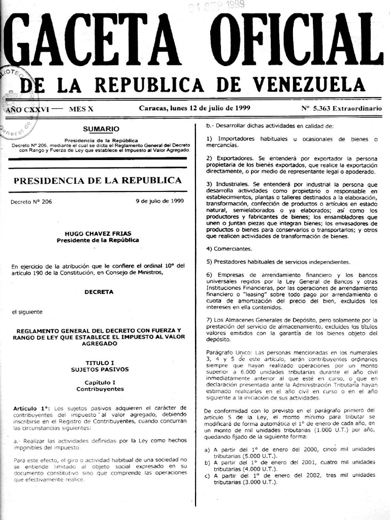 Reglamenteo IVA 1999 | PDF