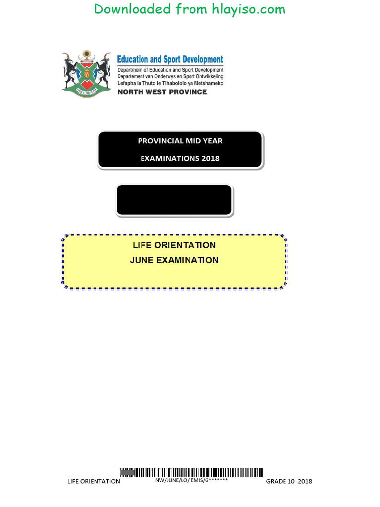 Life Orientation GR 10 Paper - Hlayiso - Com - 2 | PDF | Bulimia ...