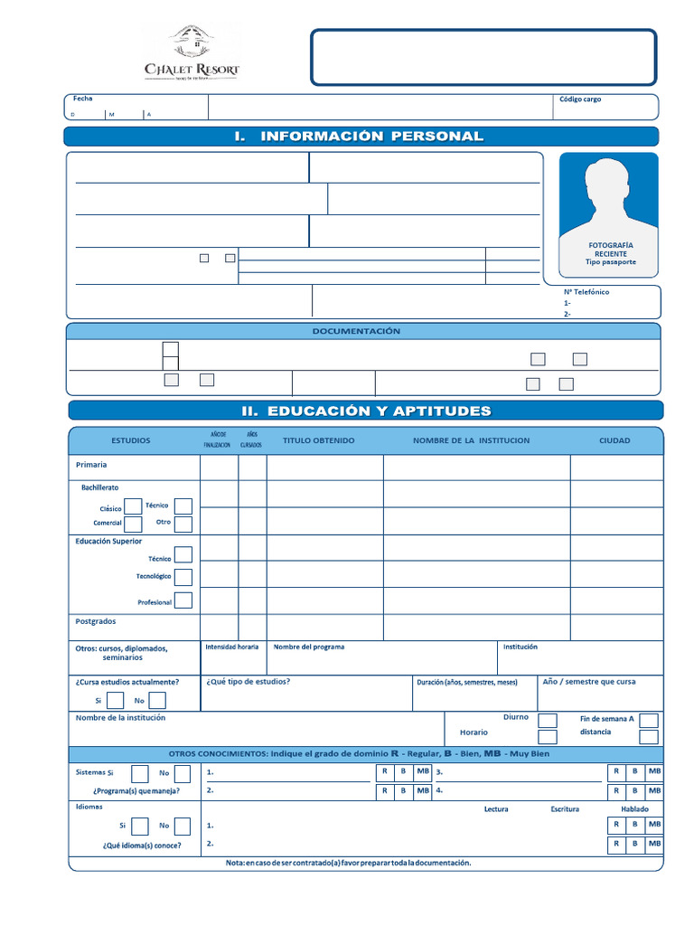 Formulario CHIC. | PDF