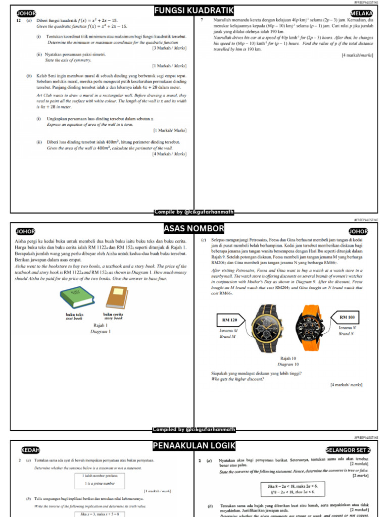 Final Soalan Math Form 4 + Form 5 B1 | PDF