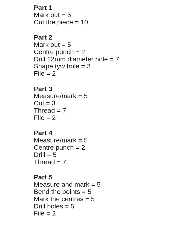 Metalwork Msce PP2 Provisional Marking Key Pp2 | PDF