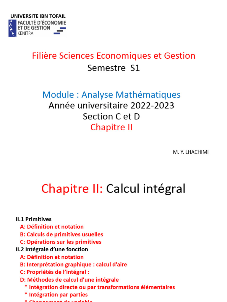 Calcul Intégral et Primitives | PDF | Intégral | Calcul